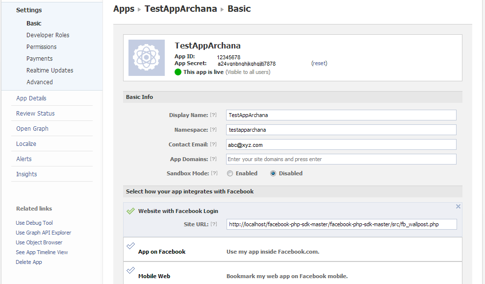 PHP Script for Sharing Message on Facebook