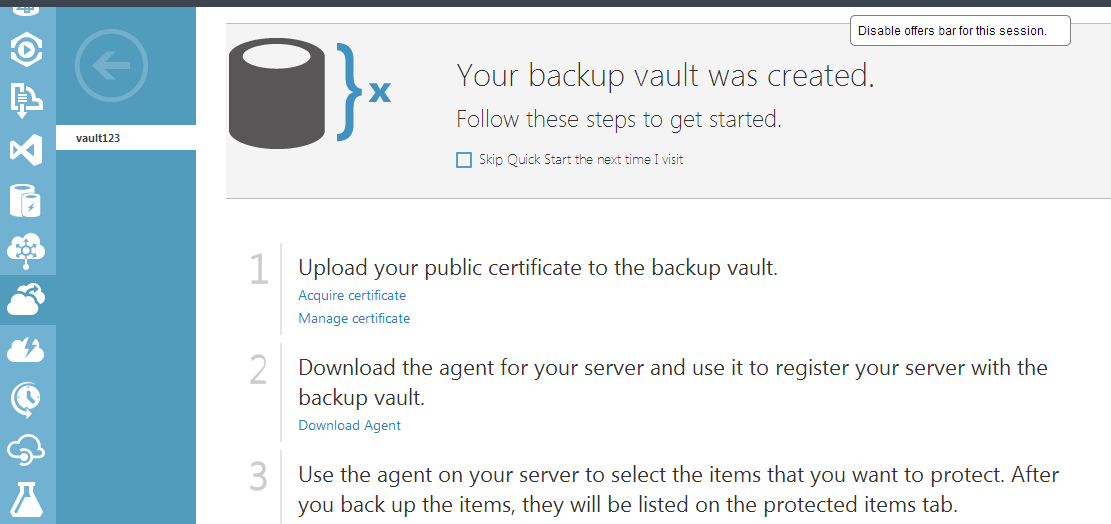 Windows Azure vault creation
