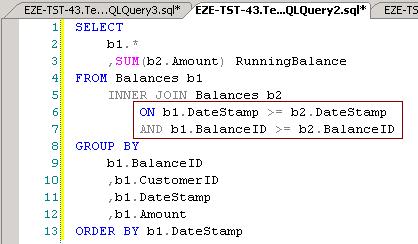 How to get the running balance from a table with a single SQL Query