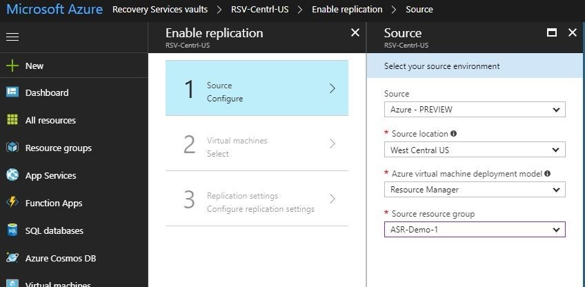 Azure Site Recovery (in Preview for Azure to Azure)