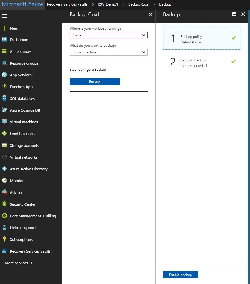 Managing Azure VM-level Backup