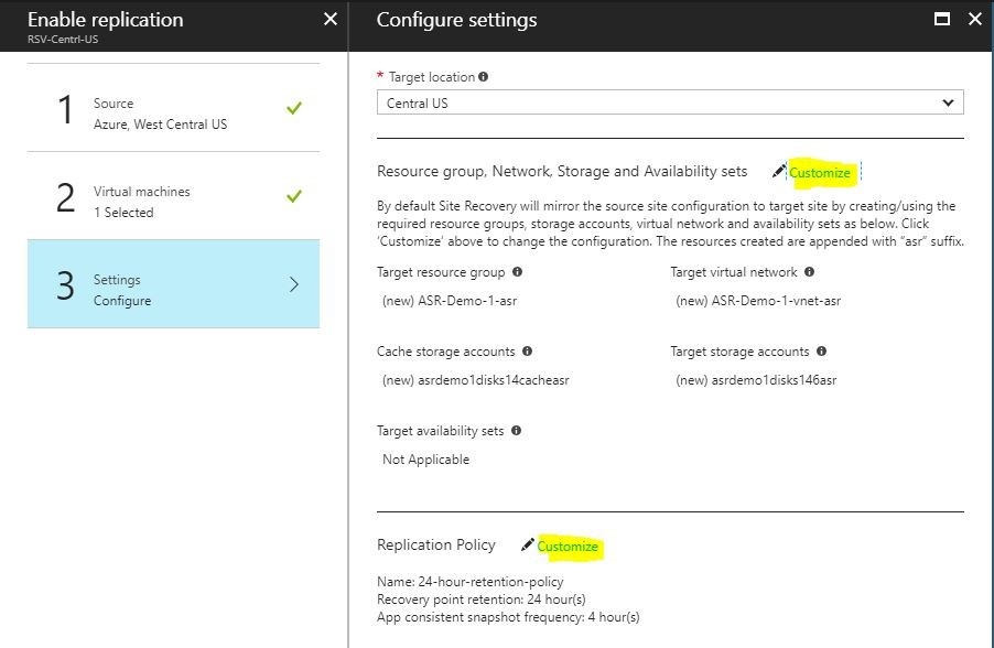Azure Site Recovery (in Preview for Azure to Azure)