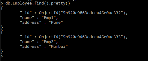 Basic commands for mongoDB