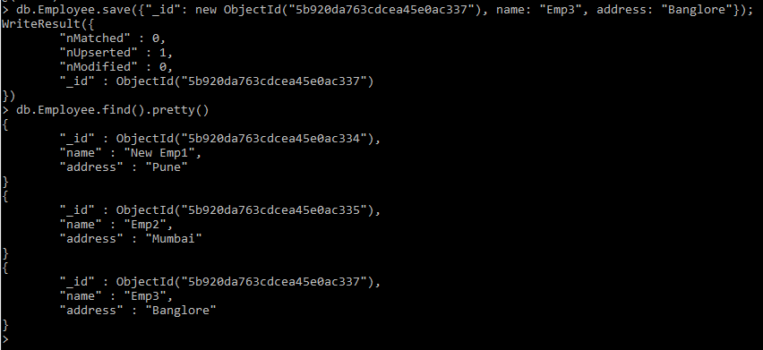 Basic commands for mongoDB