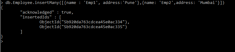 Basic commands for mongoDB